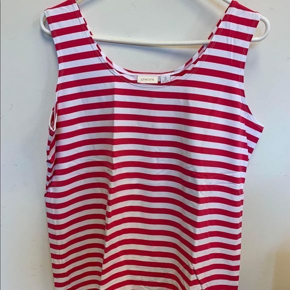 Chico's | Tops | Chicospink And White Striped Tank Top | Poshmark